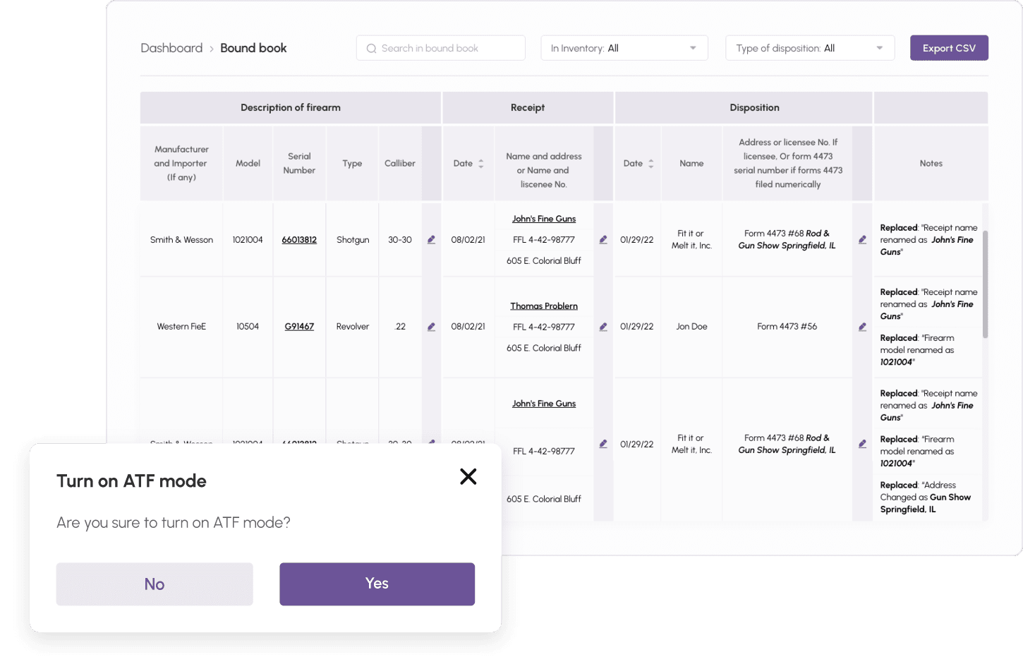 FFLSafe - Free ATF Compliance Software (A&D Book) for FFLs